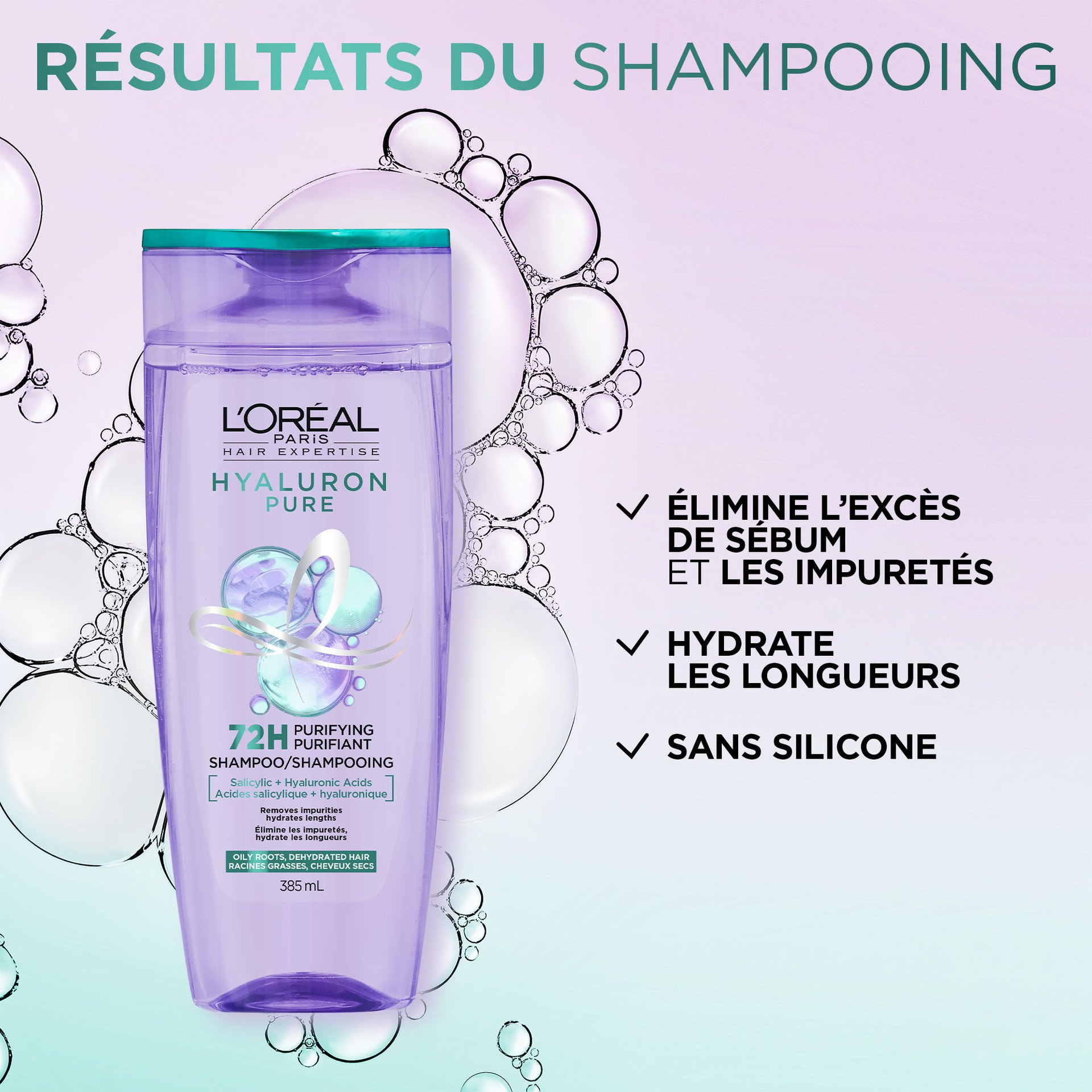 Shampooing Purifiant 72H Hair Expertise Hyaluron Pure - L'Oréal Paris